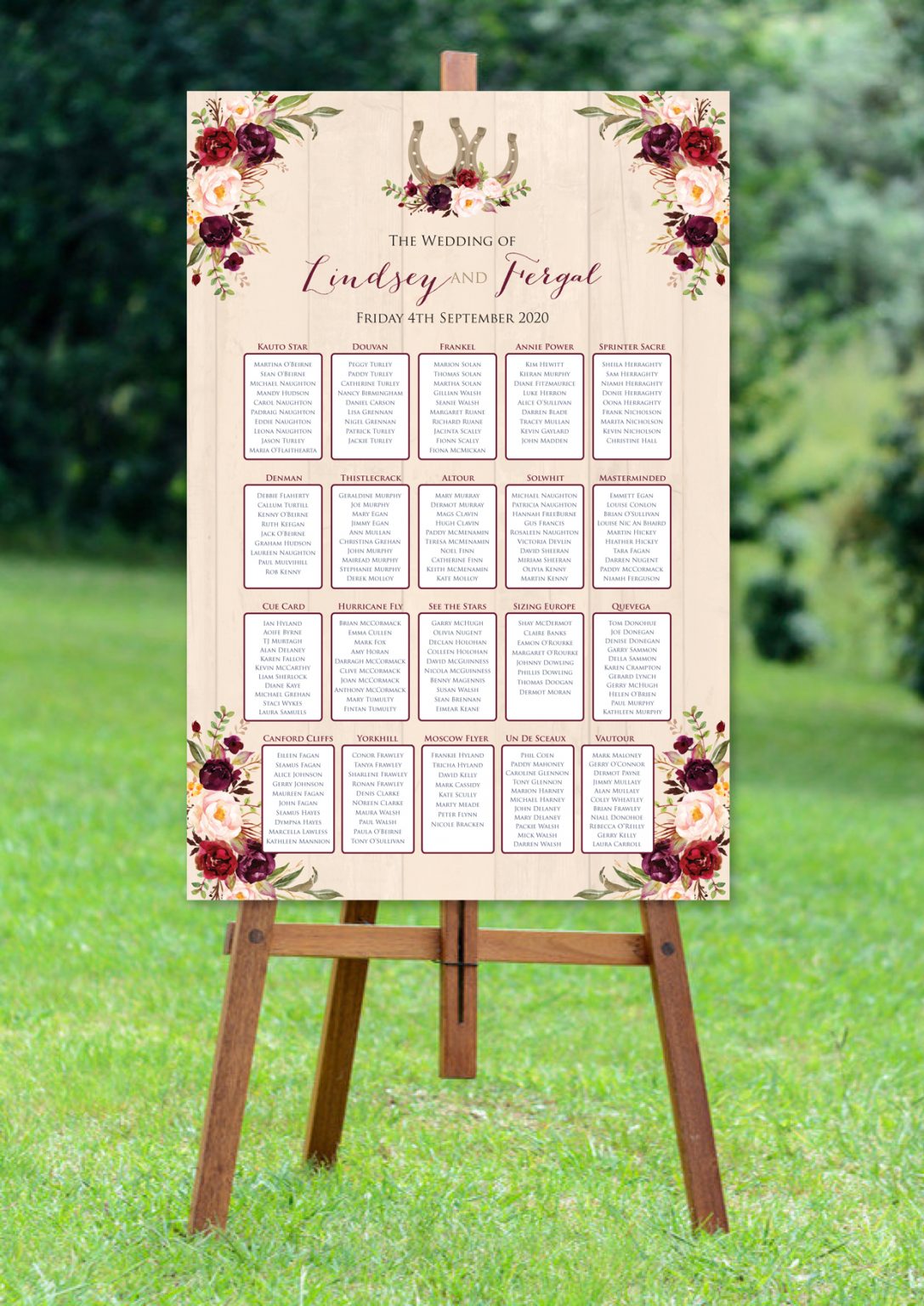 Lucky Horseshoe Seating Plan - The Paperlane