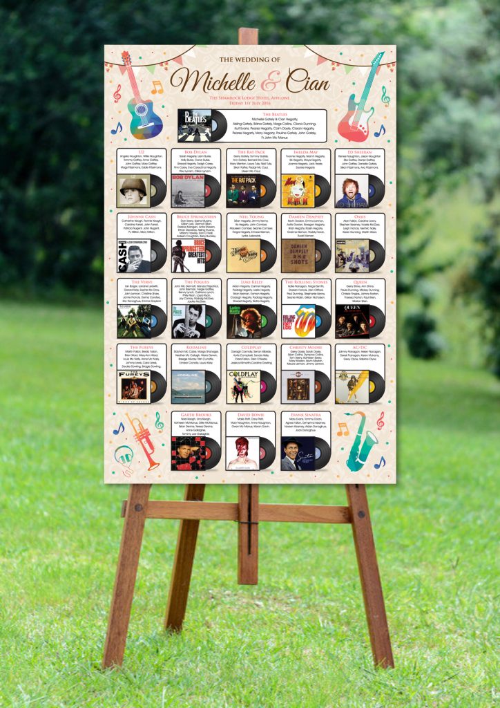 Rock n' Roll Seating Plan - The Paperlane