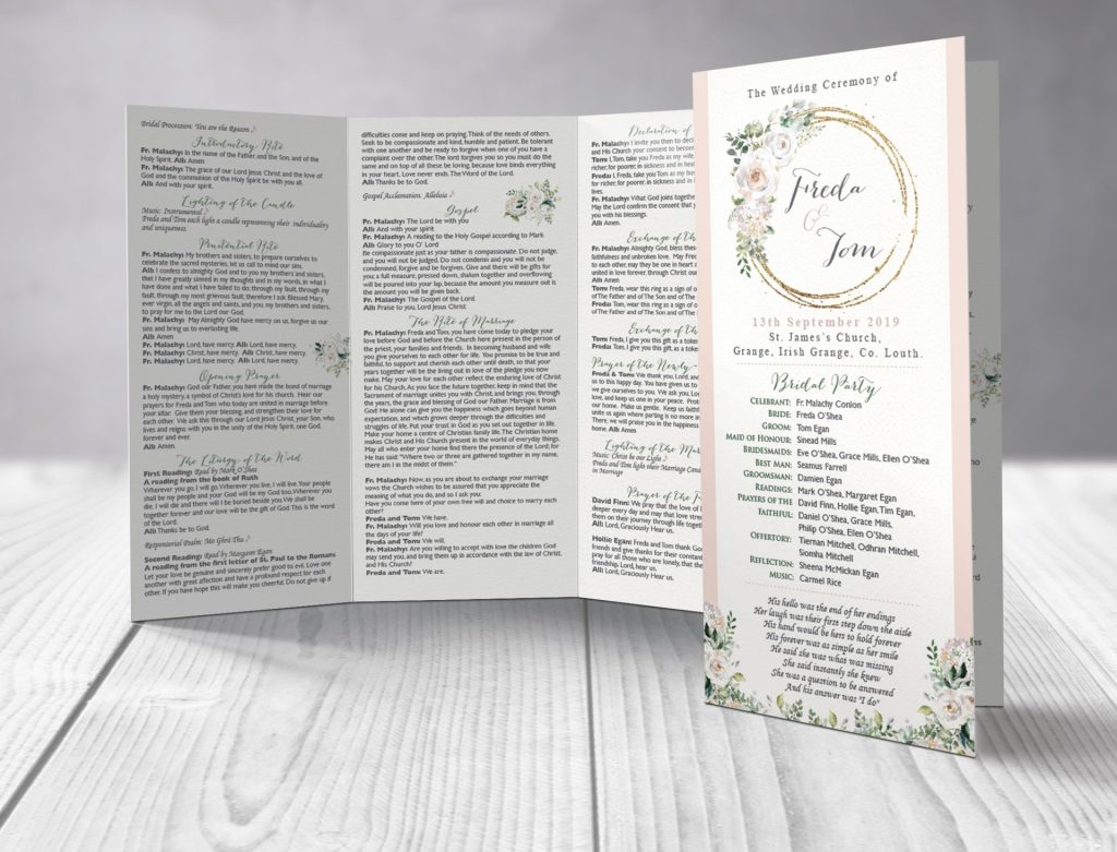Blush Blooms Order of Service Booklet - The Paper Lane
