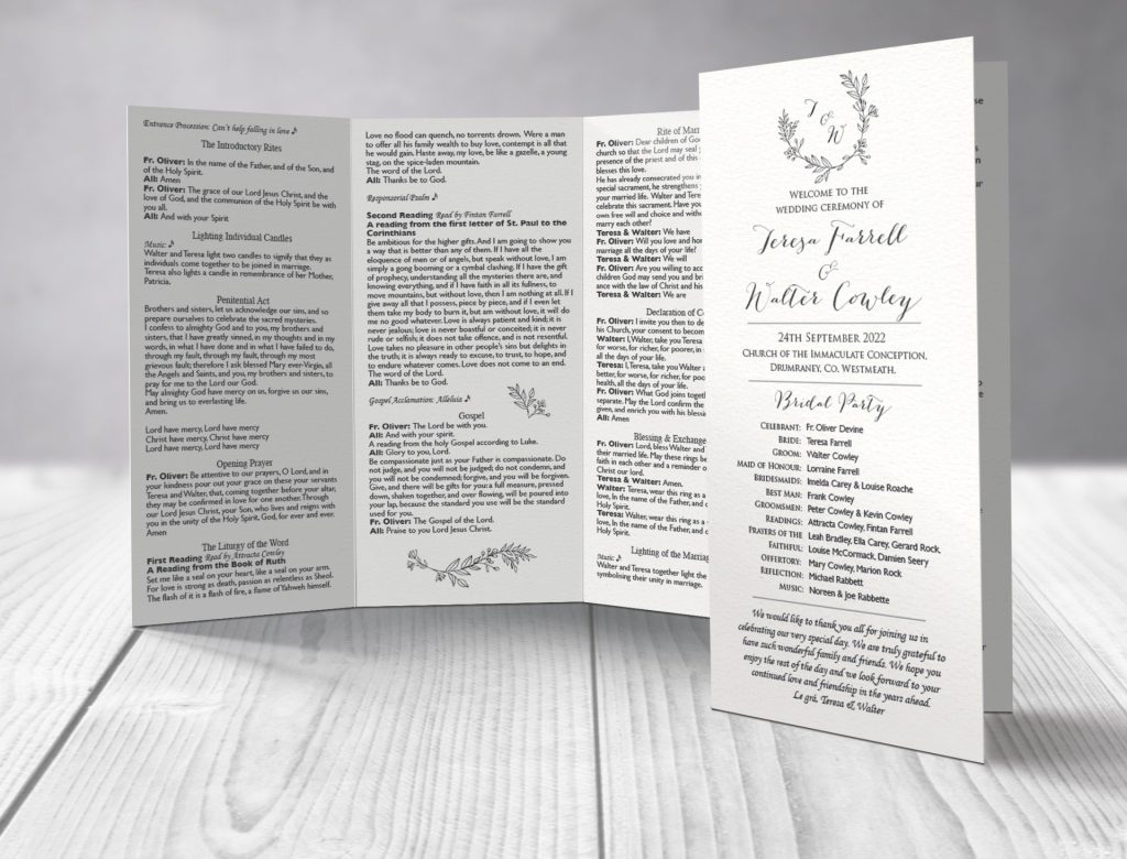 Crisp & Classic Order of Service Booklet - The Paper Lane