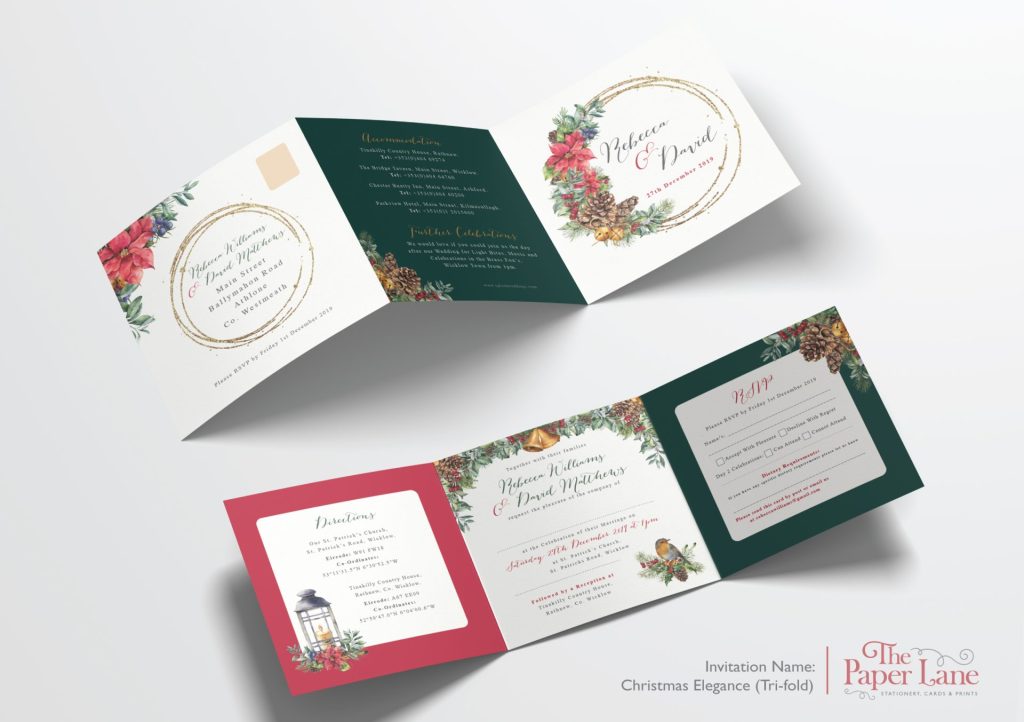 Christmas Elegance Tri-fold Invitation - The Paper Lane