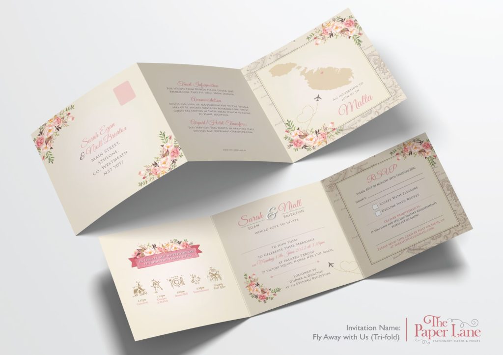 Come Fly With Us Tri-fold Invitation - The Paper Lane